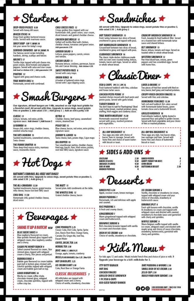 Dining Room Menu, Dine Like It’s 1959! - True North Diner