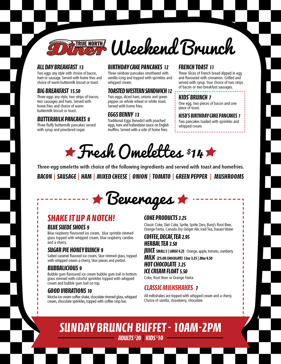 Dining Room Menu, Dine Like It’s 1959! - True North Diner